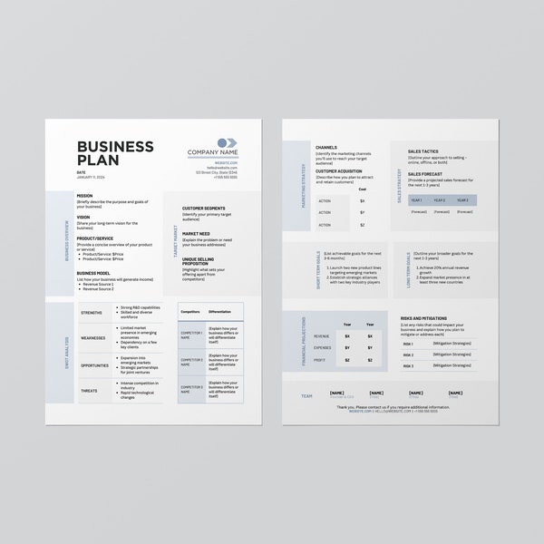 One Page Business Proposal Template - Etsy