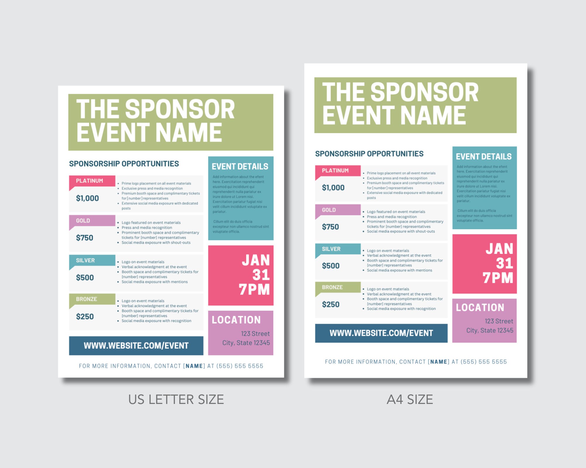 Event Sponsorship Levels Packet Template | Fundraiser Sponsorship ...