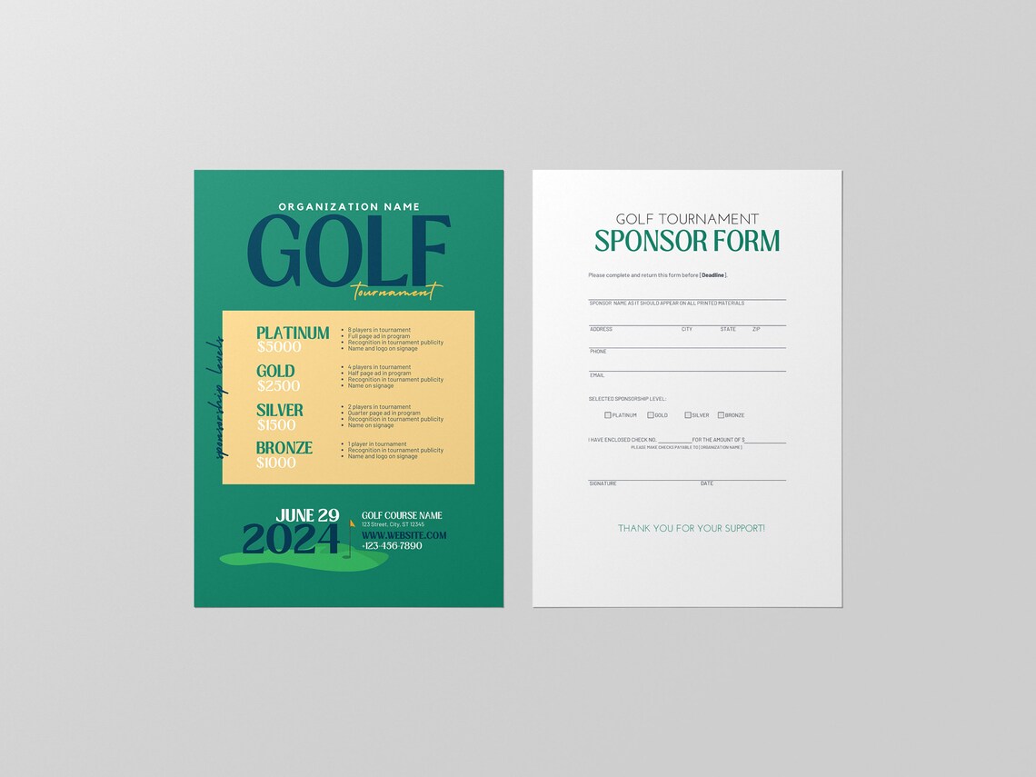 Golf Sponsorship Package Template | Golf Tournament Sponsor | Golf ...