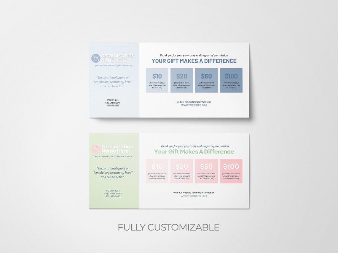 Donation Card | Donor Reply Card Template | Customizable Template - Etsy
