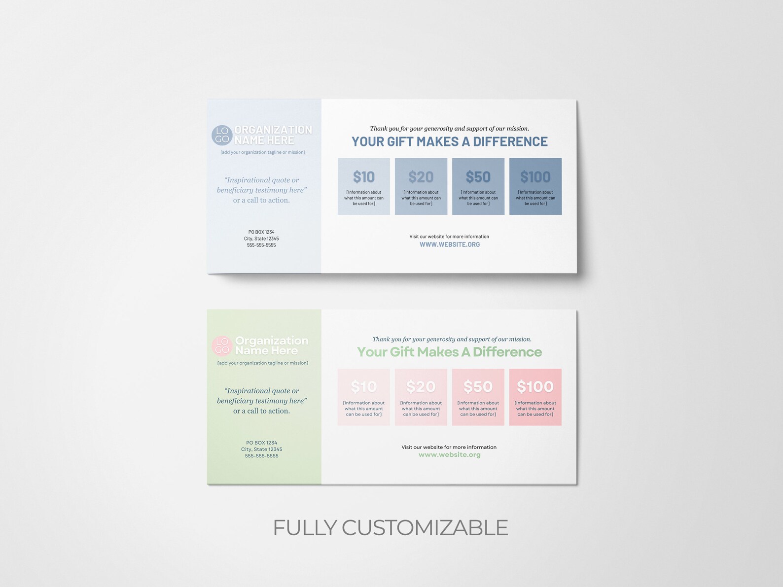 Donation Card | Donor Reply Card Template | Customizable Template - Etsy