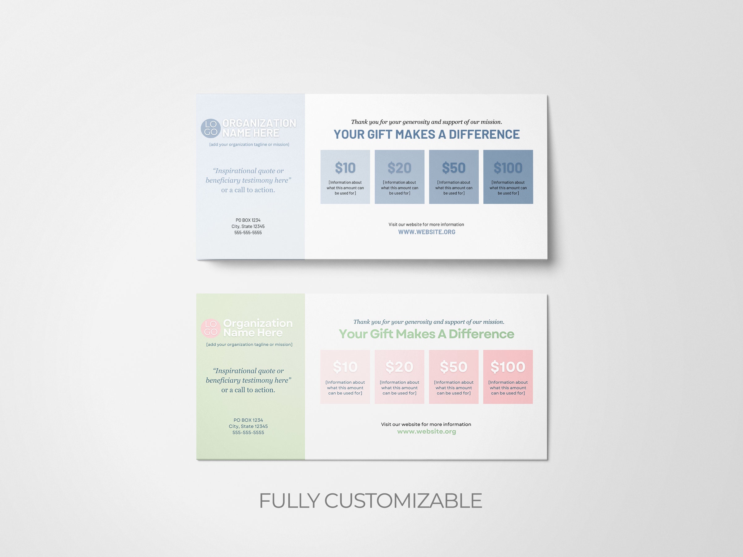 Donation Card | Donor Reply Card Template | Customizable Template - Etsy