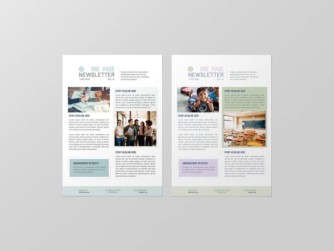 One Page Newsletter Template | Organization Business Newsletter ...