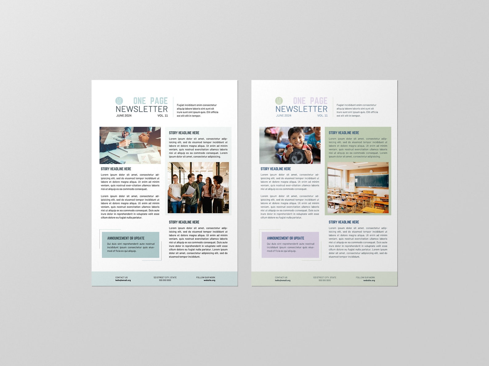 One Page Newsletter Template | Organization Business Newsletter ...