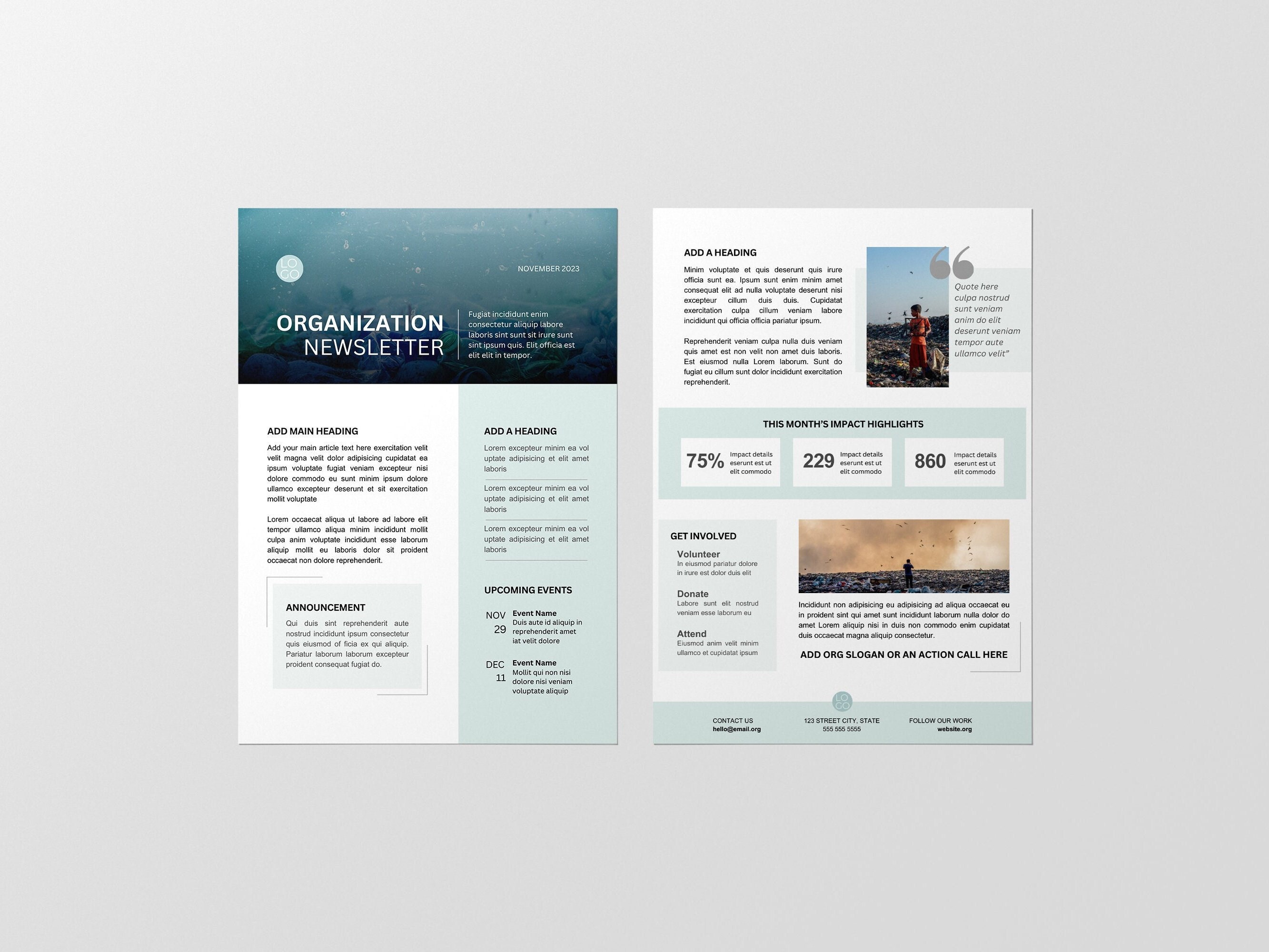 Newsletter Template | Organization Nonprofit Newsletter | Simple ...