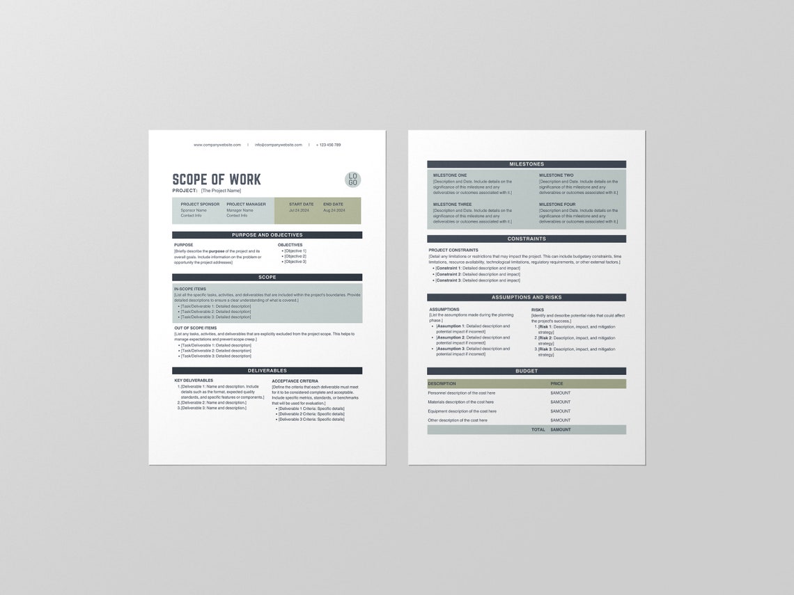 Scope of Work Template | Statement of Work | SOW Template ...