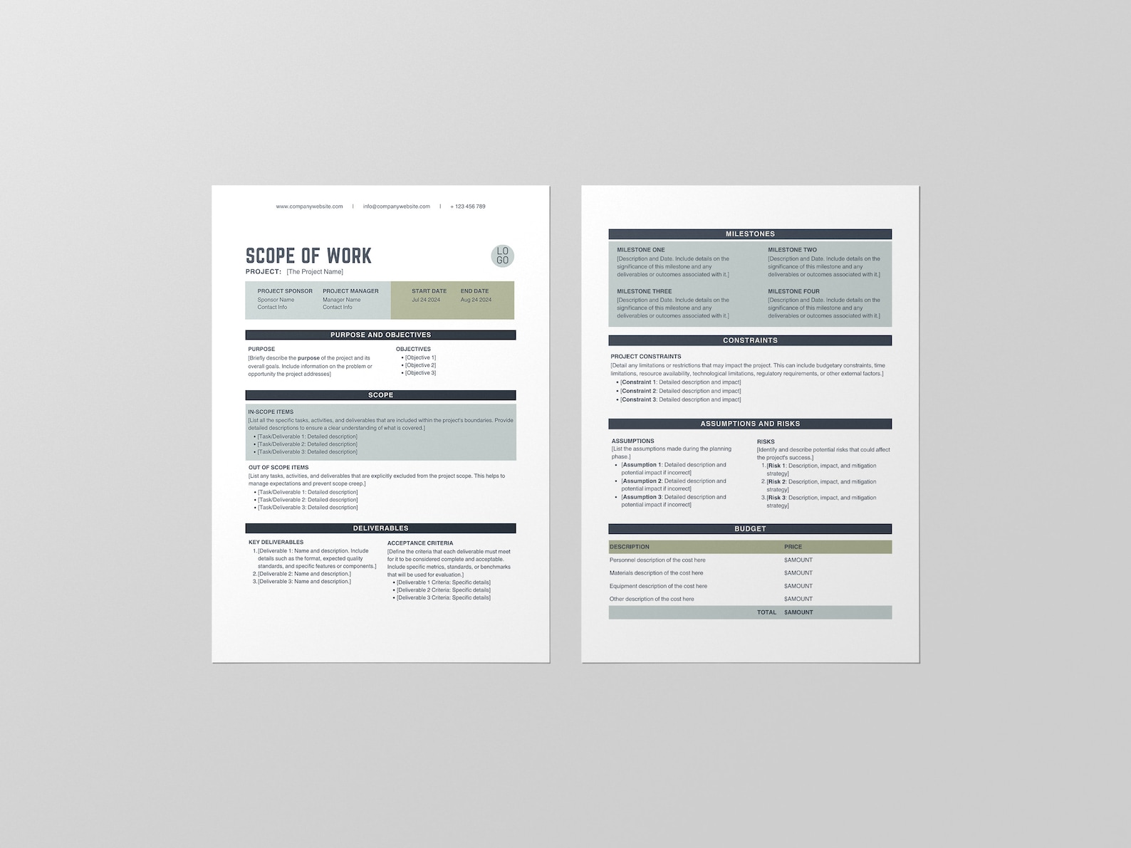 Scope of Work Template | Statement of Work | SOW Template ...
