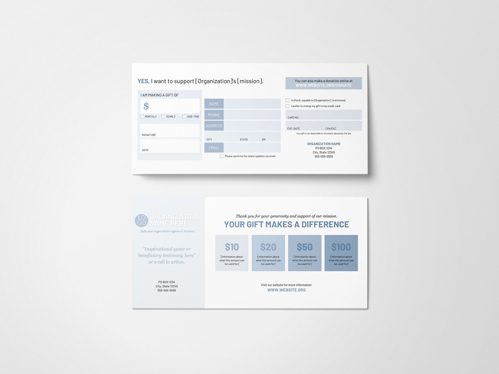 Donation Card | Donor Reply Card Template | Customizable Template - Etsy