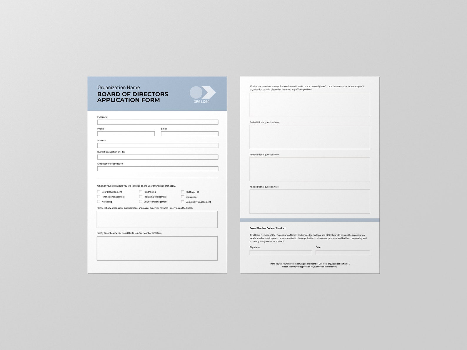 Nonprofit Board of Directors Member Application Template | Canva ...
