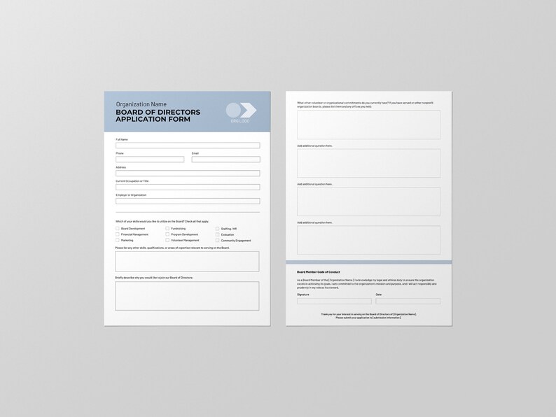 Nonprofit Board of Directors Member Application Template | Canva ...
