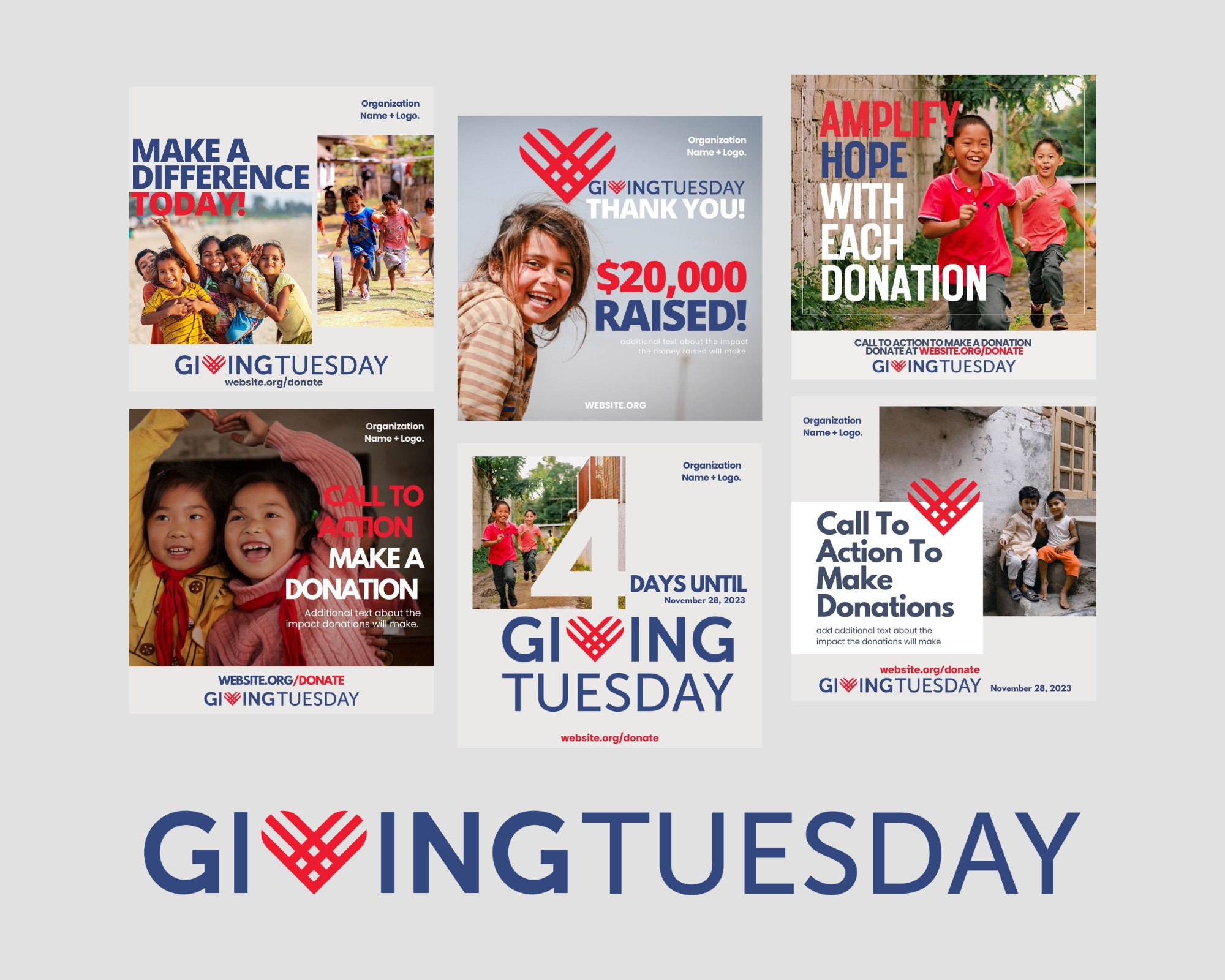 Customizable Giving Tuesday Social Media Template for Nonprofits Giving ...