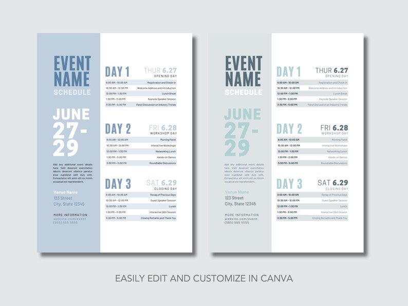 Event Schedule Template | Event Timeline | Event Program Schedule ...