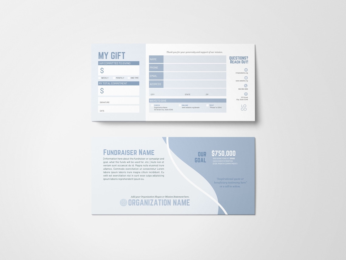 Donation Pledge Card | Donor Pledge Card Template | Customizable ...