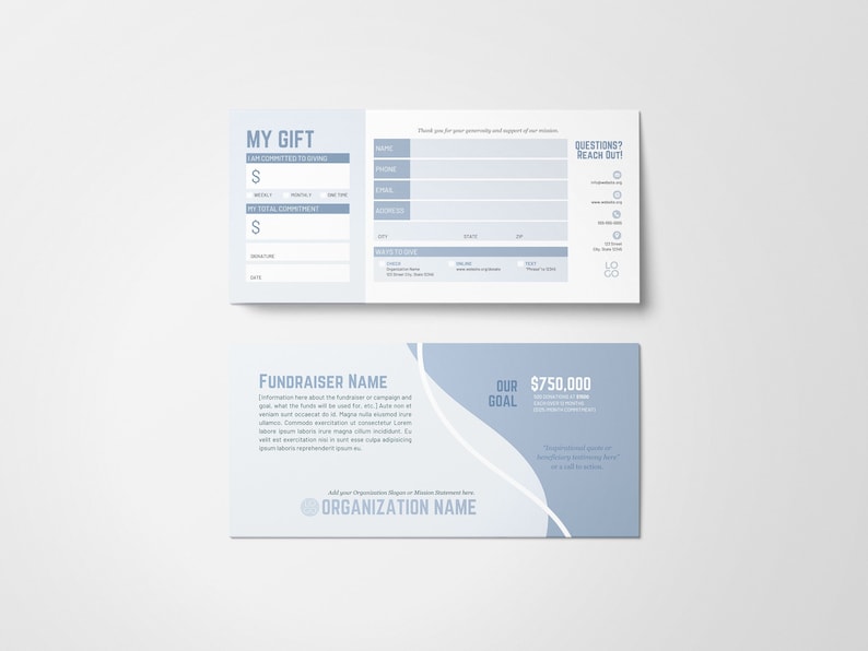 Donation Pledge Card | Donor Pledge Card Template | Customizable ...