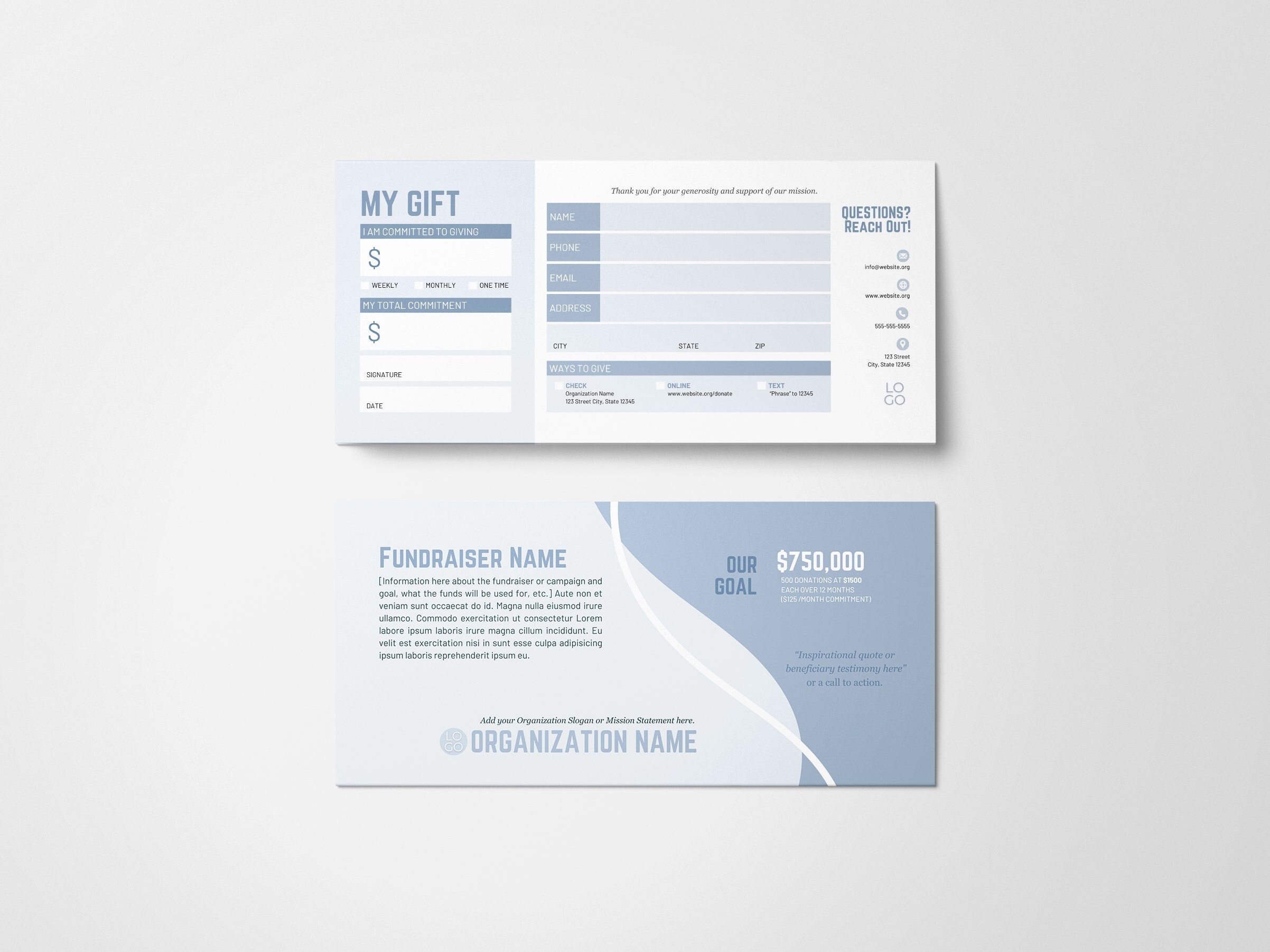 Donation Pledge Card | Donor Pledge Card Template | Customizable ...