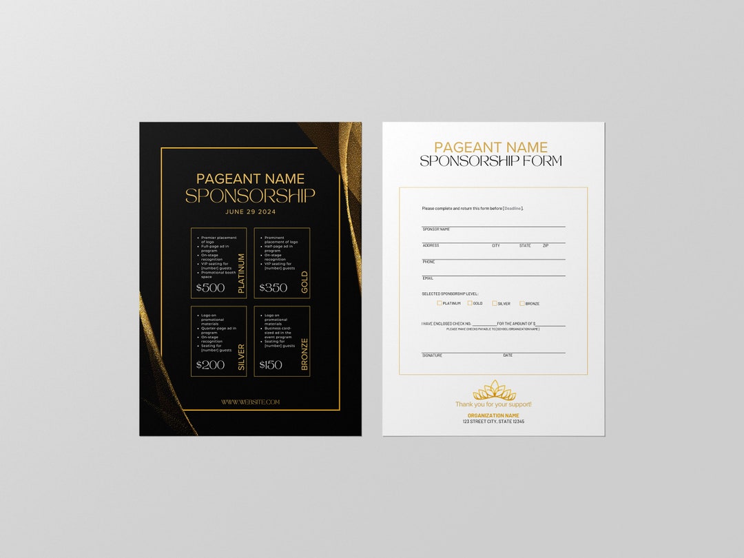 Pageant Sponsorship Levels Template Packet | Pageant Sponsorship Levels ...