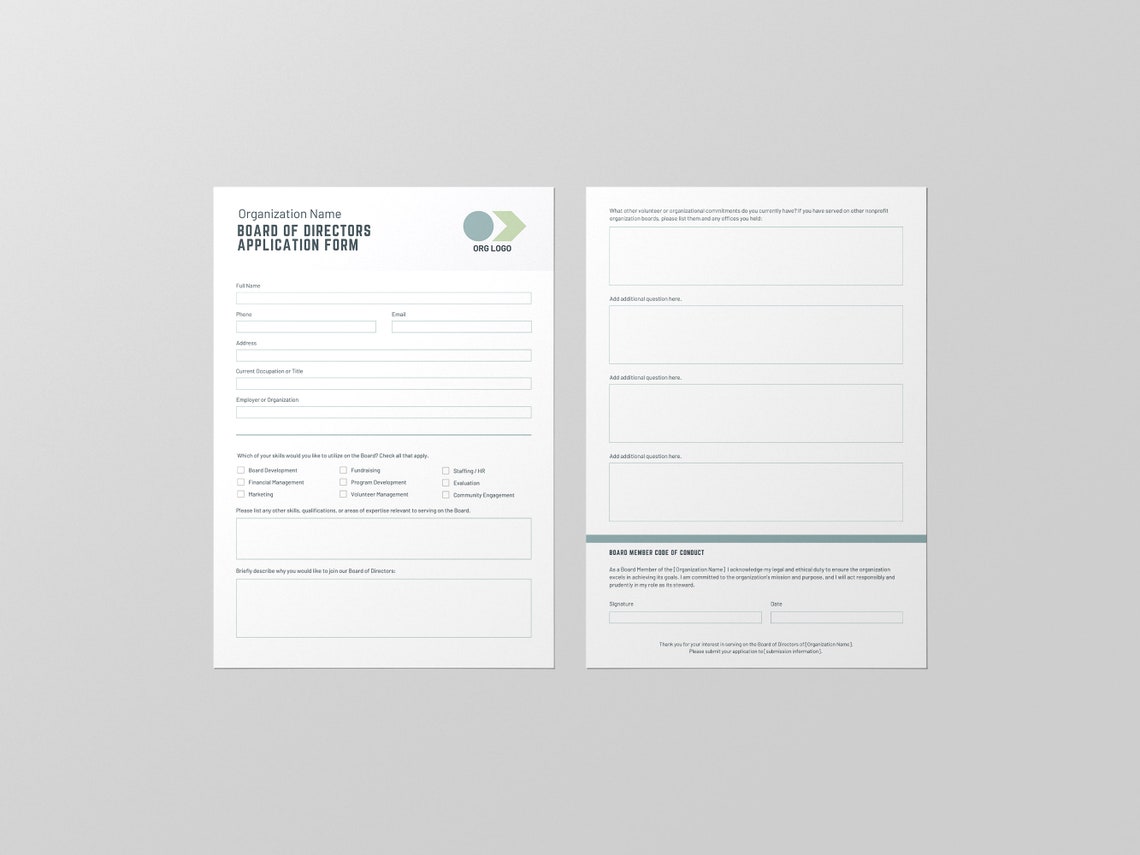 Nonprofit Board of Directors Member Application Template | Canva ...