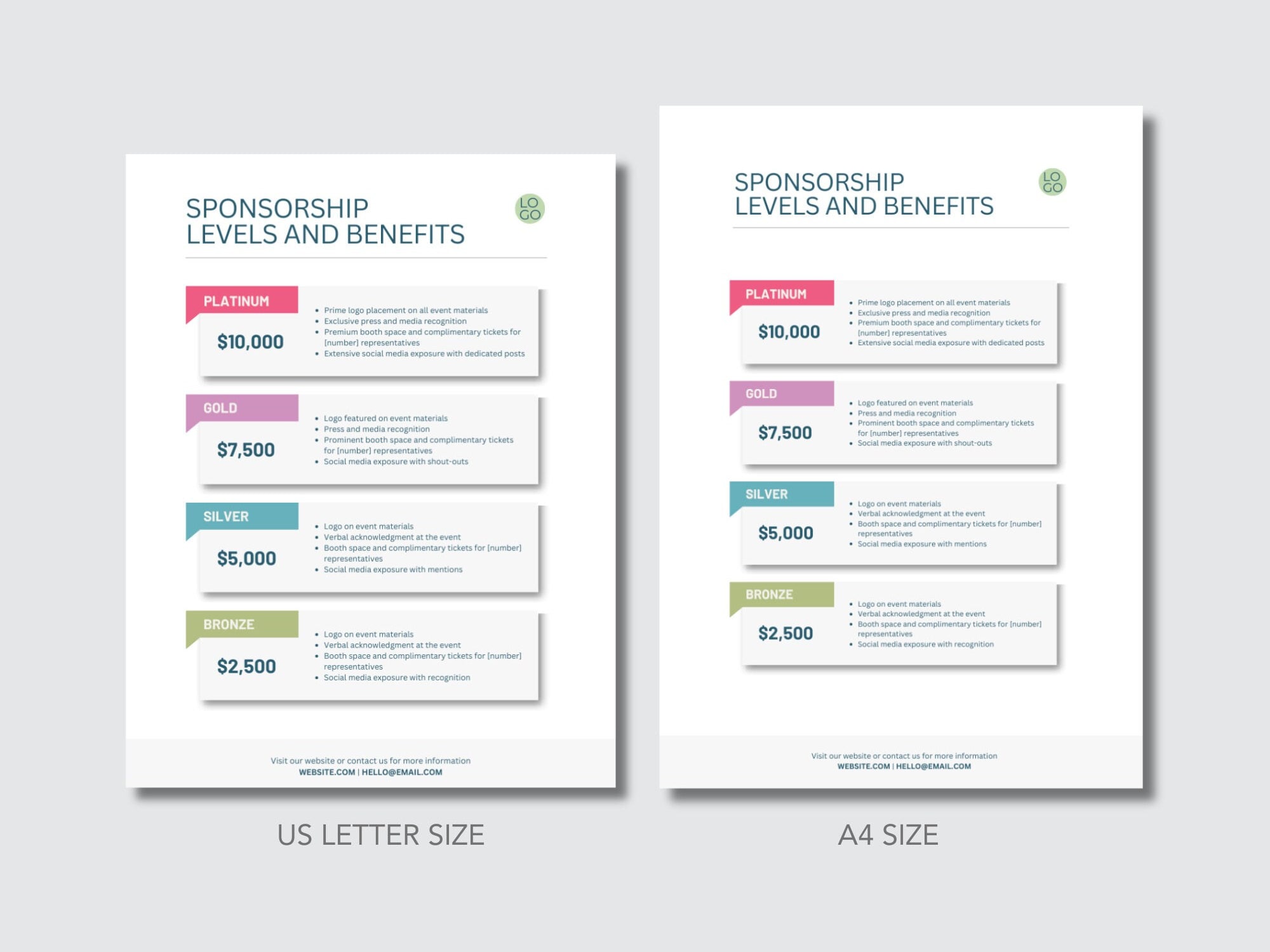 Event Sponsorship Levels Template | Fundraiser Sponsorship Levels and ...
