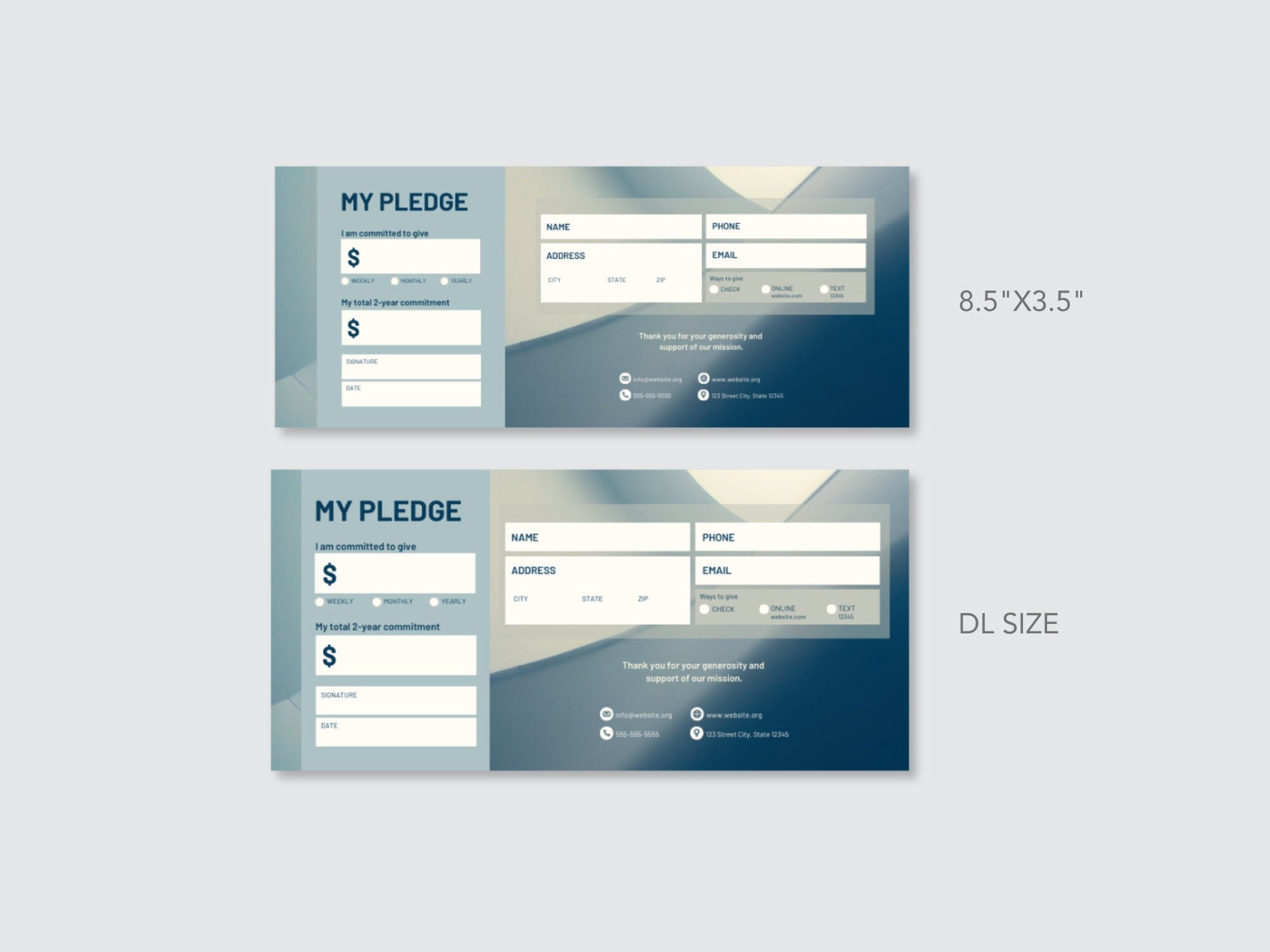 Donation Pledge Card | Donor Pledge Card Template With Giving Estimate ...