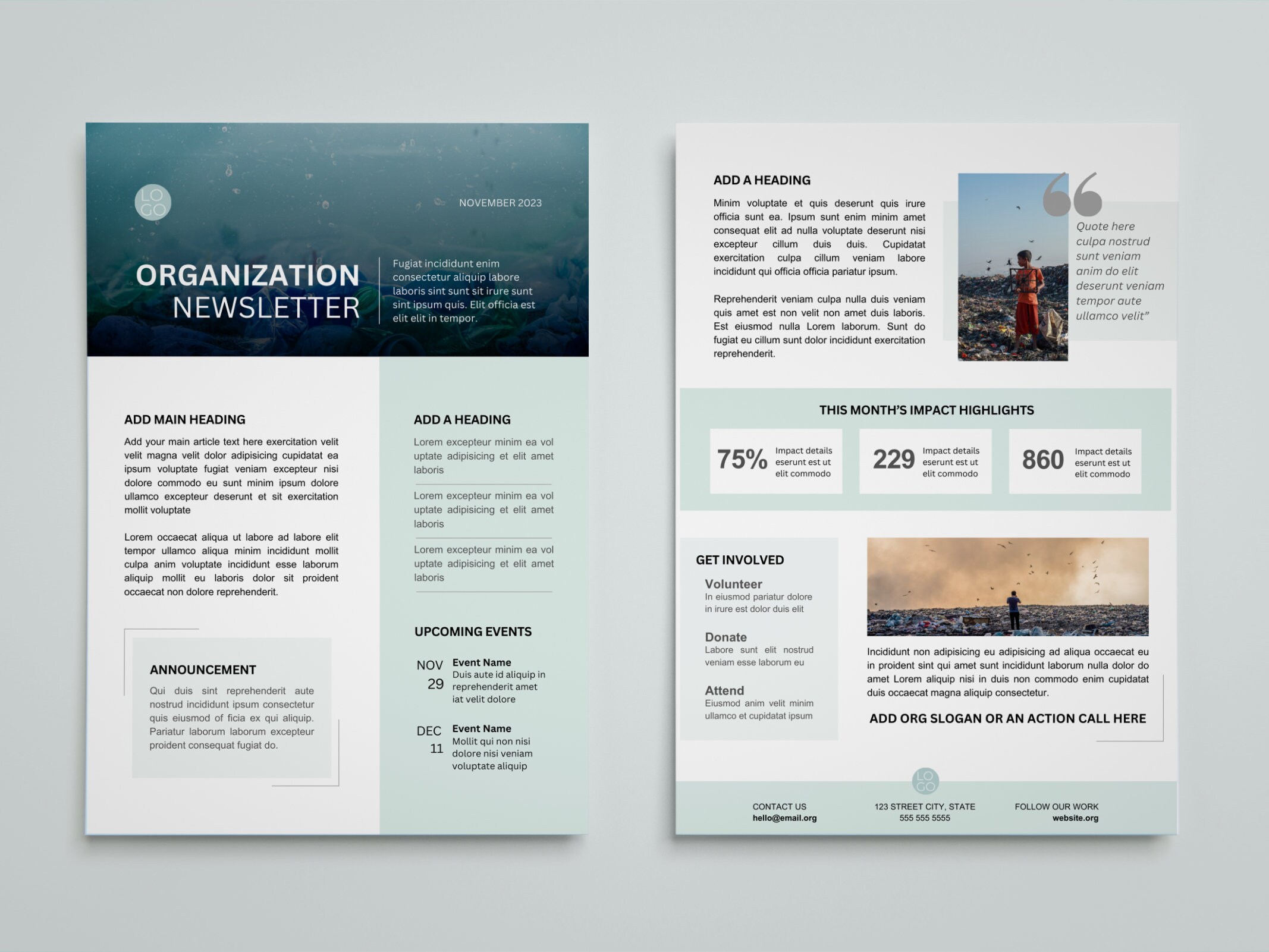 Newsletter Template | Organization Nonprofit Newsletter | Simple ...