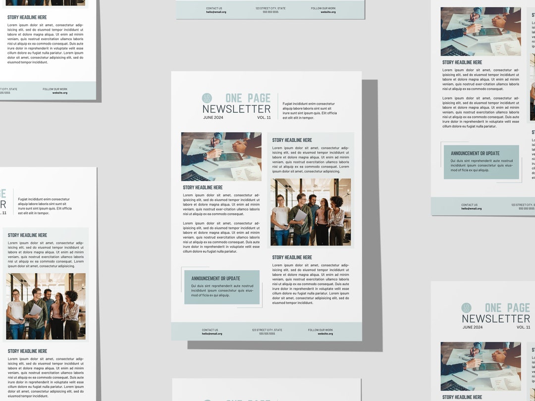 One Page Newsletter Template | Organization Business Newsletter ...