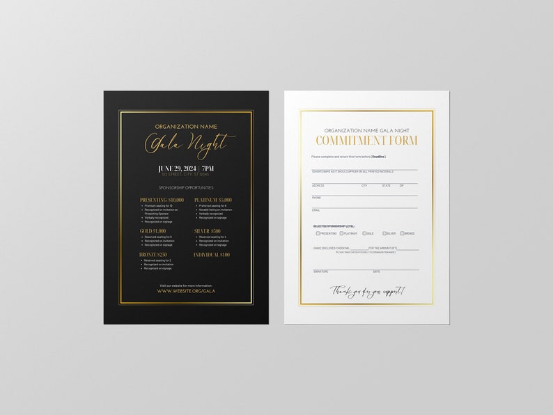 Gala Sponsorship Levels Template Packet | Fundraiser Sponsorship Levels ...