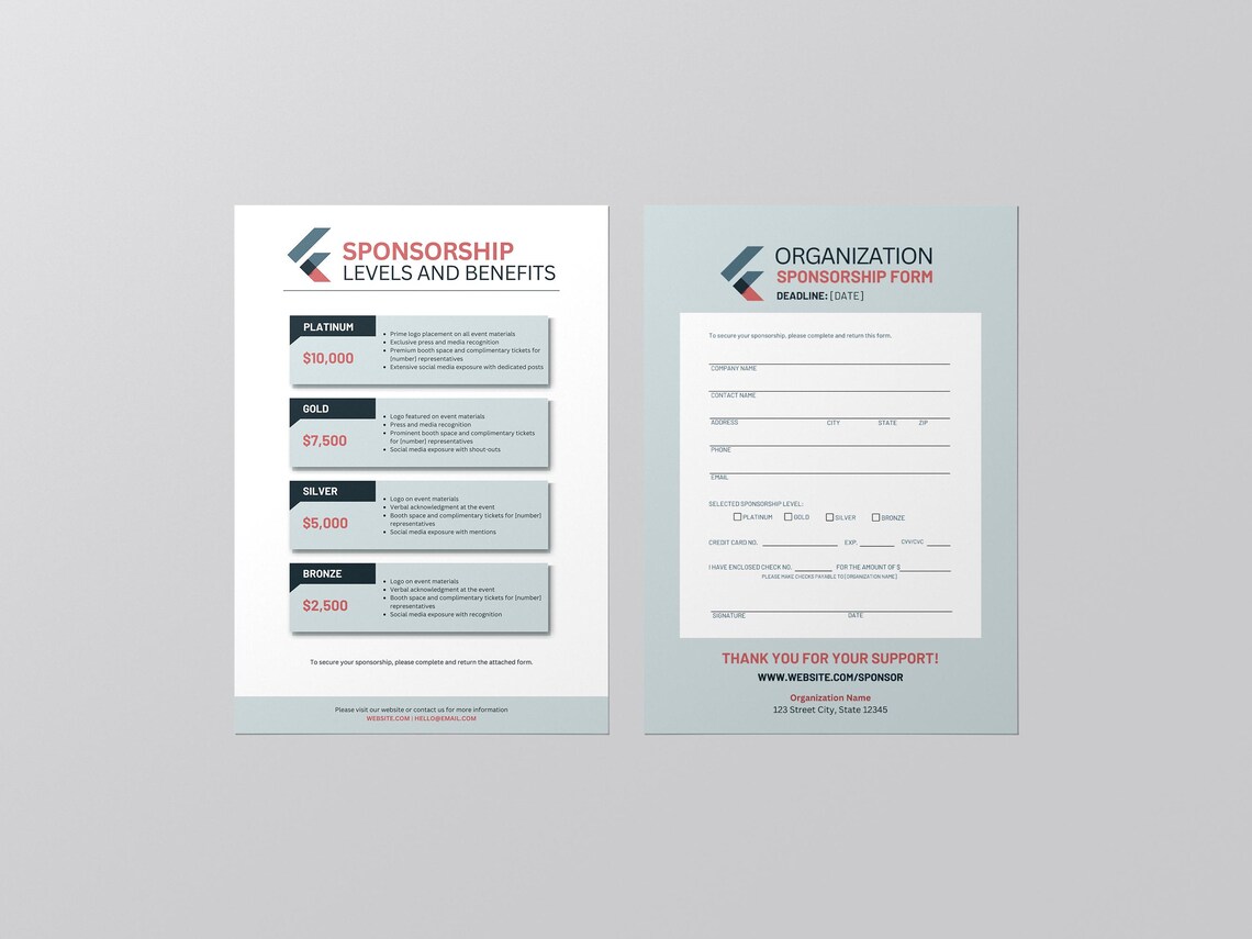 Event Sponsorship Levels Packet Template | Fundraiser Sponsorship ...