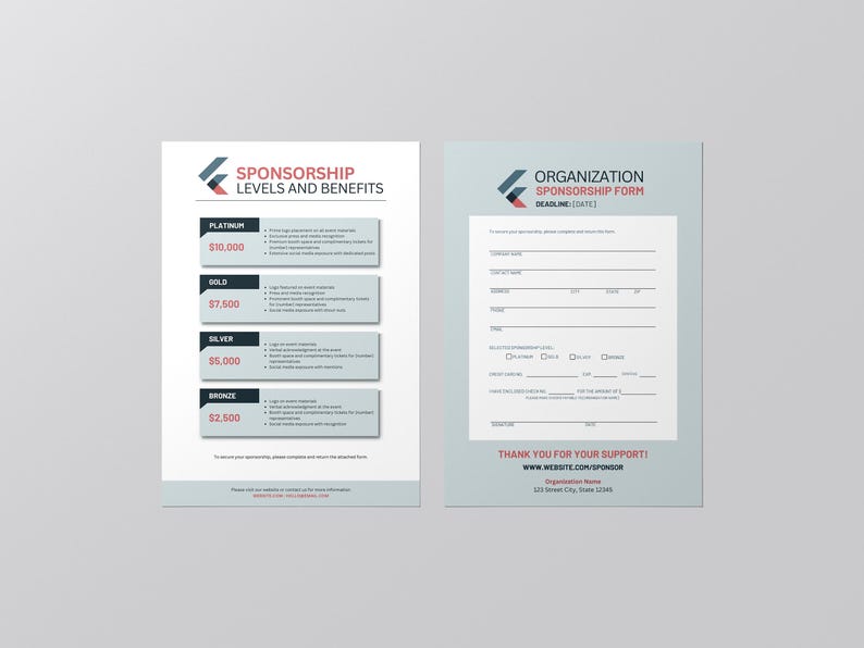 Event Sponsorship Levels Packet Template | Fundraiser Sponsorship ...