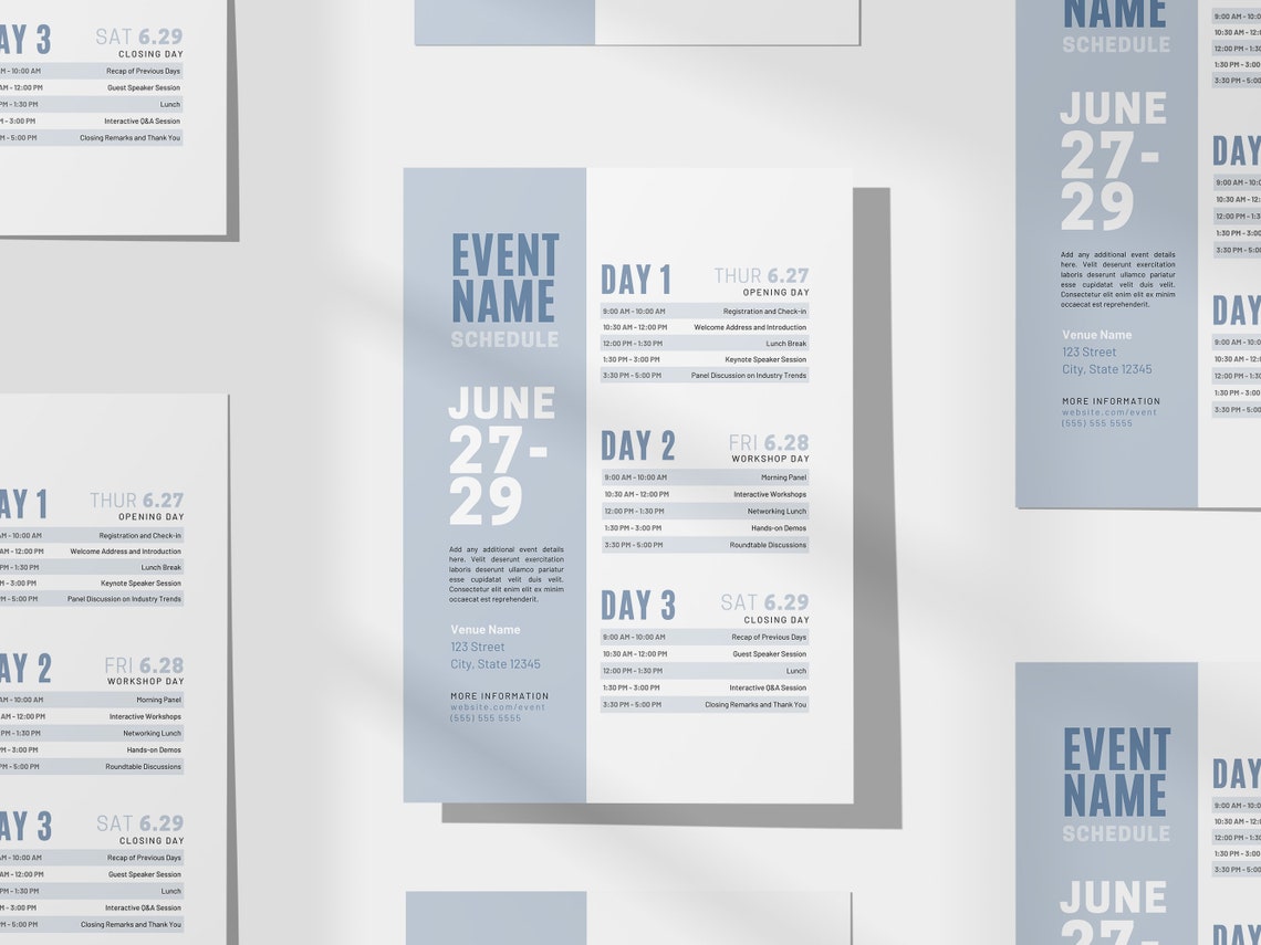 Event Schedule Template Event Timeline Event Program Schedule ...