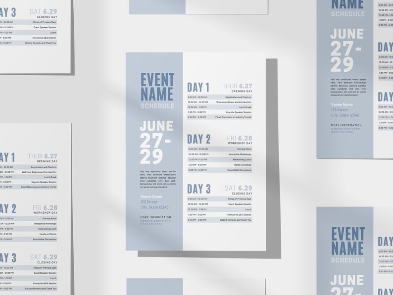 Event Schedule Template Event Timeline Event Program Schedule ...
