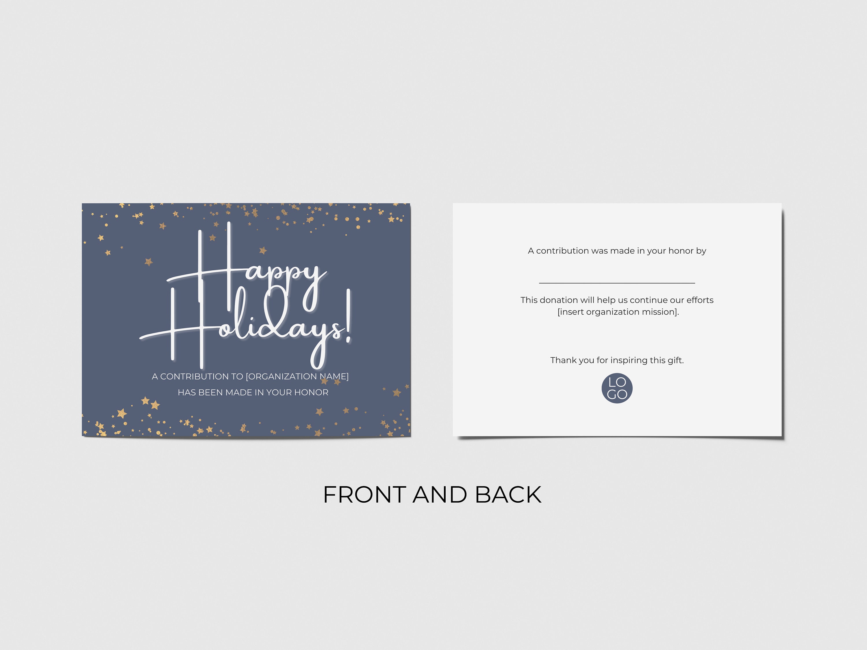 Holiday Honorary Donation Card | Nonprofit in Your Honor | Customizable ...
