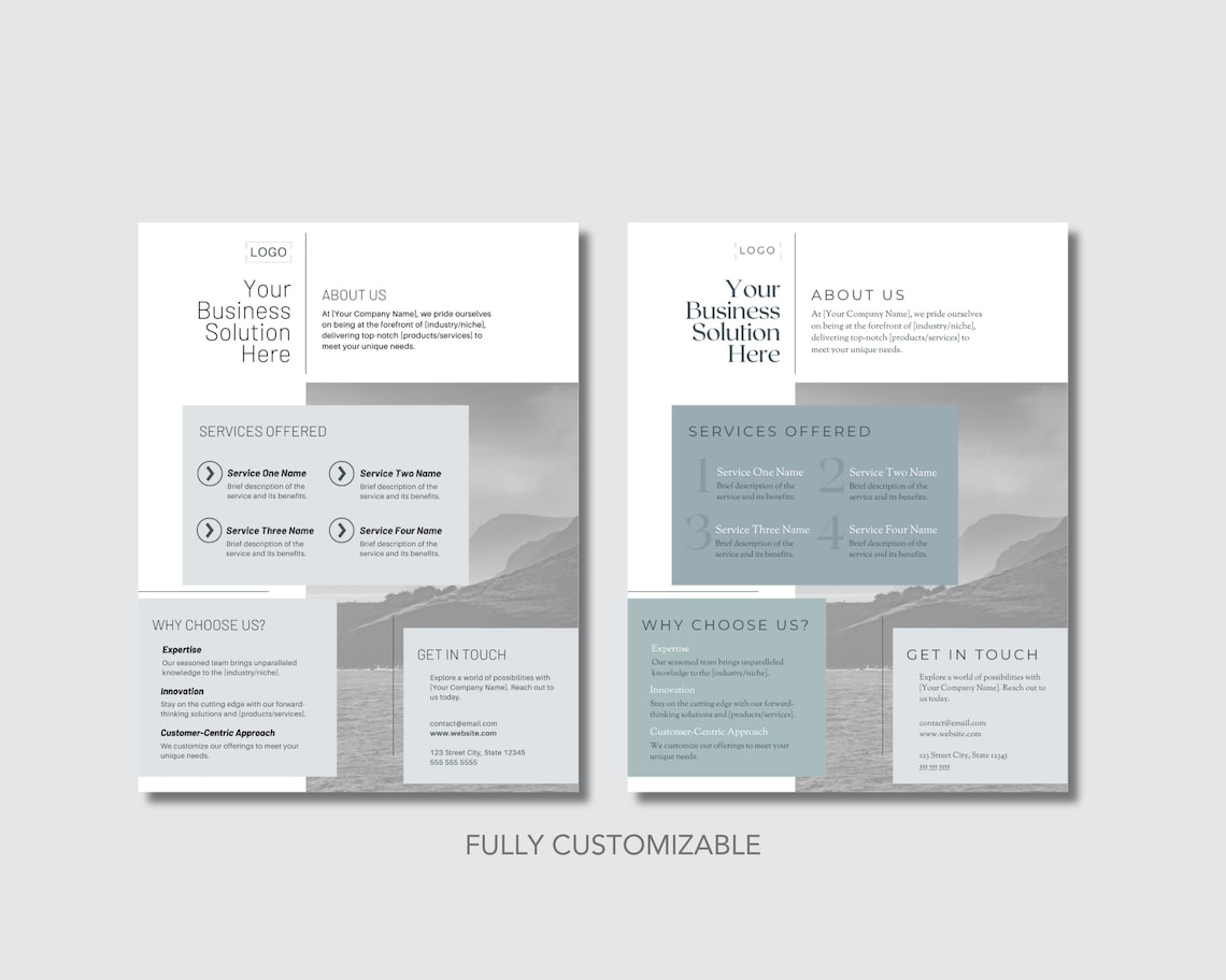 Corporate One-pager Template | Business Summary Page | Modern Clean ...