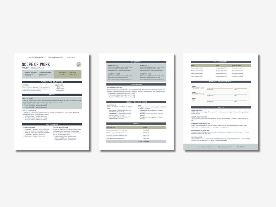 Scope of Work Template | Statement of Work | SOW Template ...