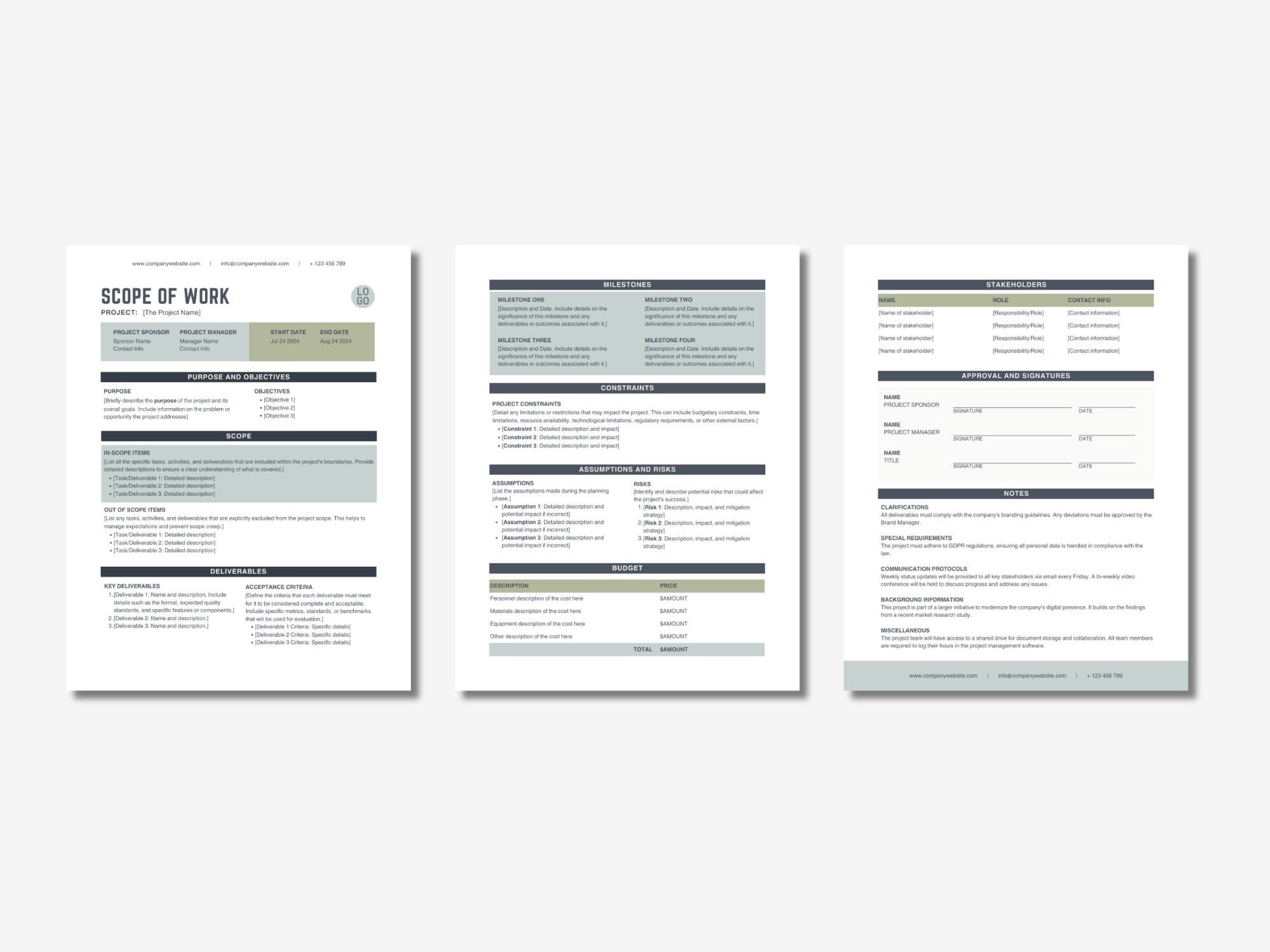 Scope of Work Template | Statement of Work | SOW Template ...