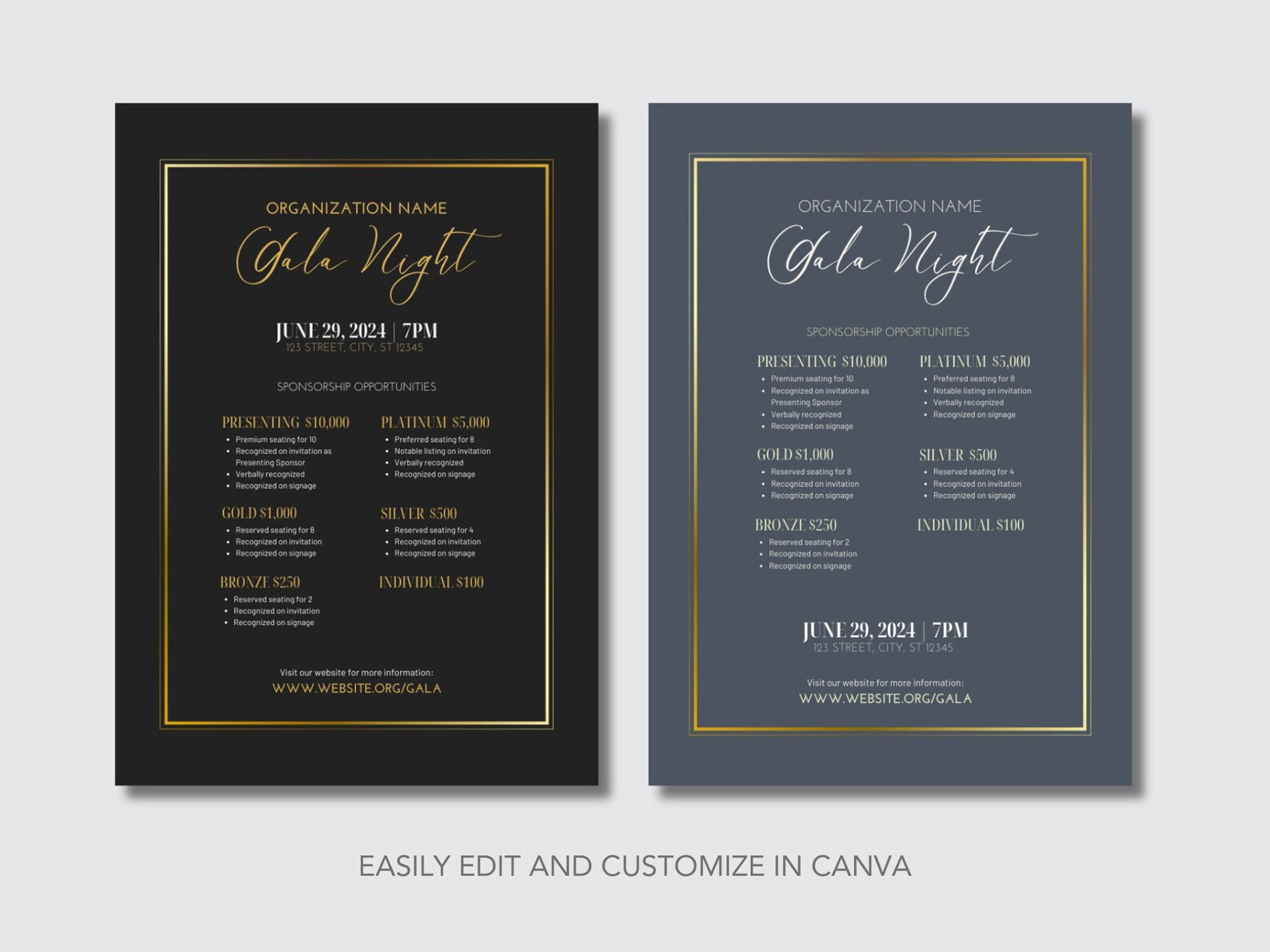 Gala Sponsorship Levels Template Packet | Fundraiser Sponsorship Levels ...