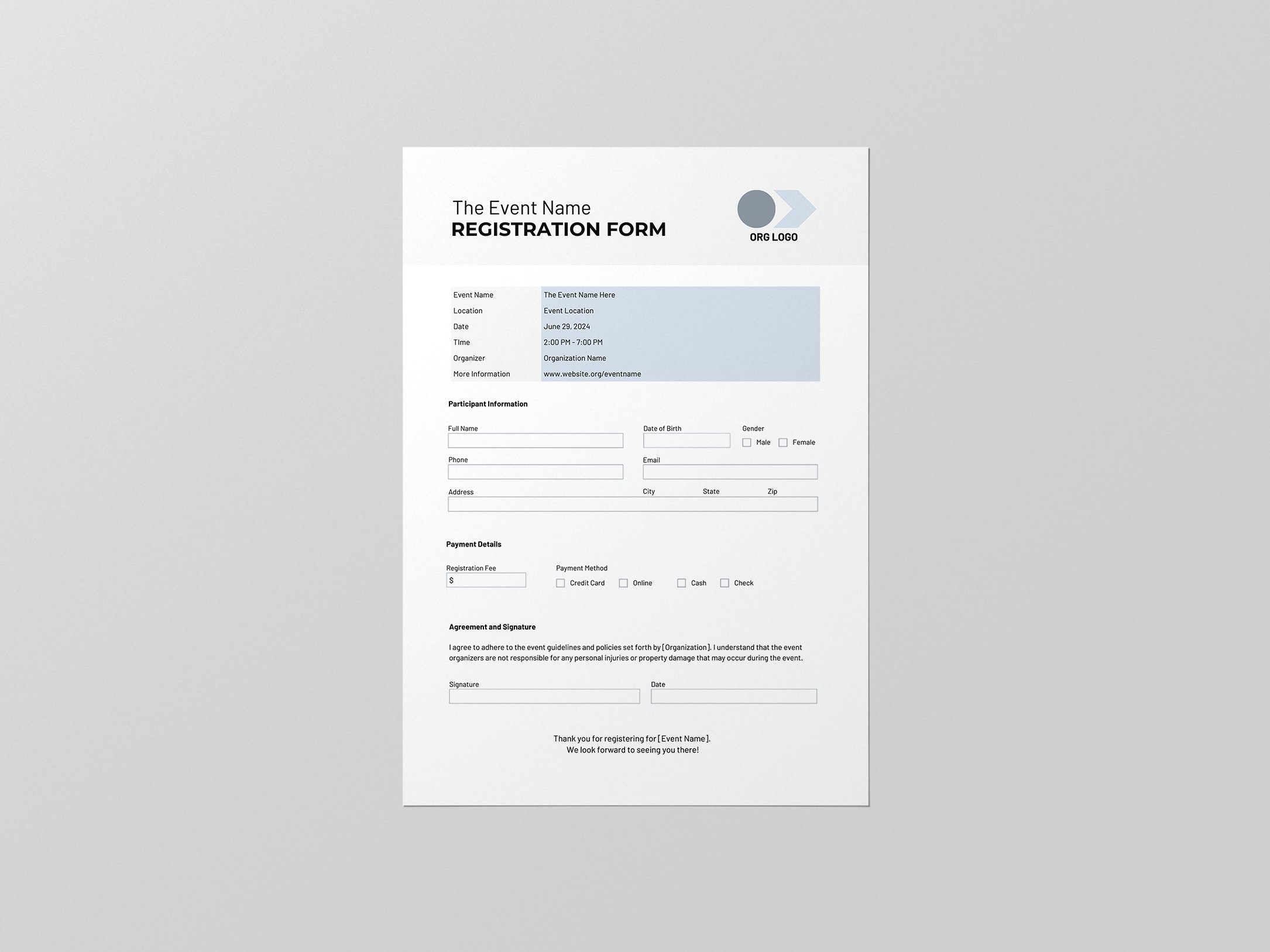Event Registration Form Template | Canva Template - Etsy