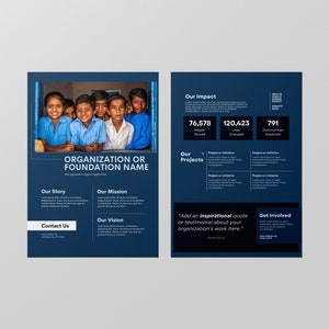 One Pager Nonprofit Organization Template | Customizable Org Fact Sheet ...
