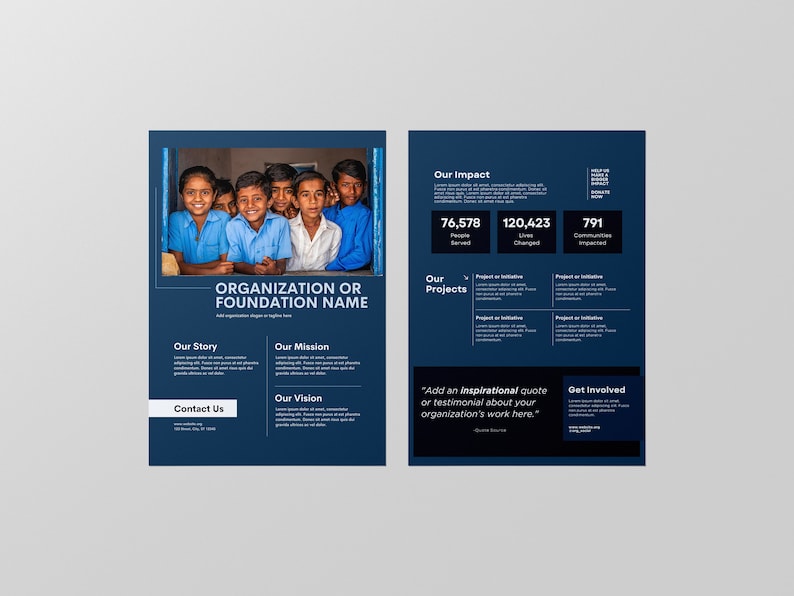 One Pager Nonprofit Organization Template | Customizable Org Fact Sheet ...