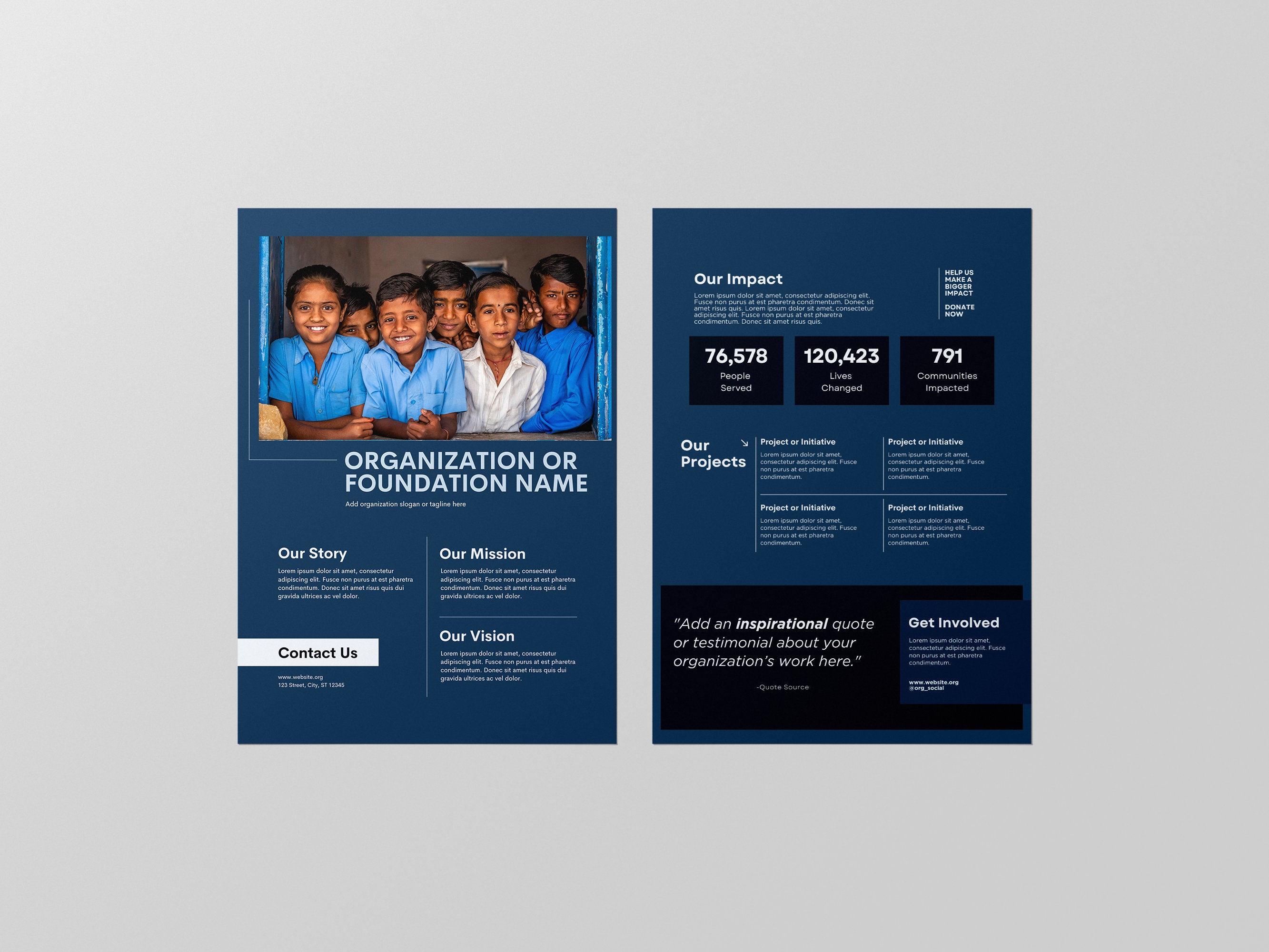 One Pager Nonprofit Organization Template | Customizable Org Fact Sheet ...