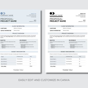One Page Project Proposal Template | Client Proposal Template | Minimal Brief Proposal ...