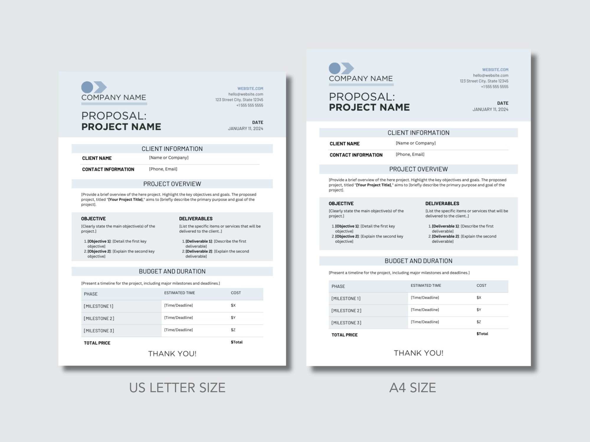 One Page Project Proposal Template | Client Proposal Template | Minimal ...