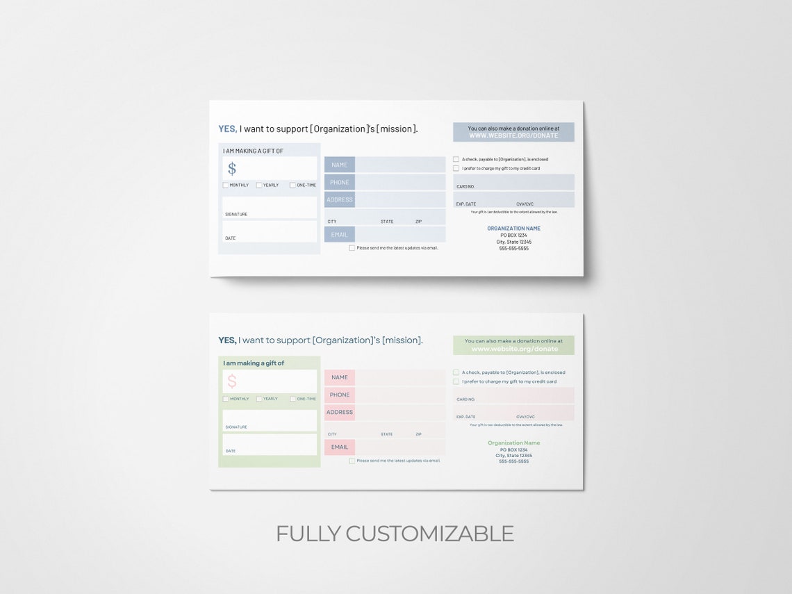 Donation Card | Donor Reply Card Template | Customizable Template - Etsy