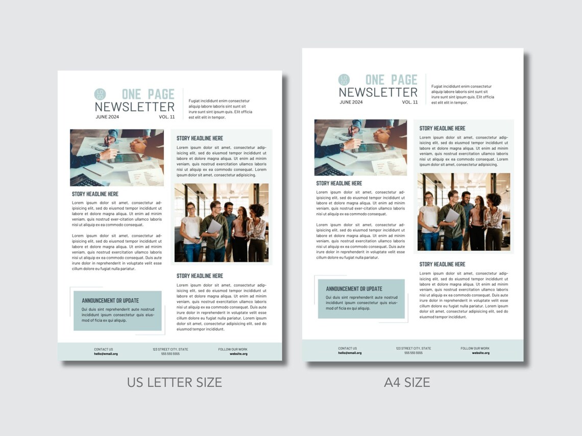 One Page Newsletter Template | Organization Business Newsletter ...