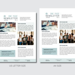 One Page Newsletter Template | Organization Business Newsletter ...