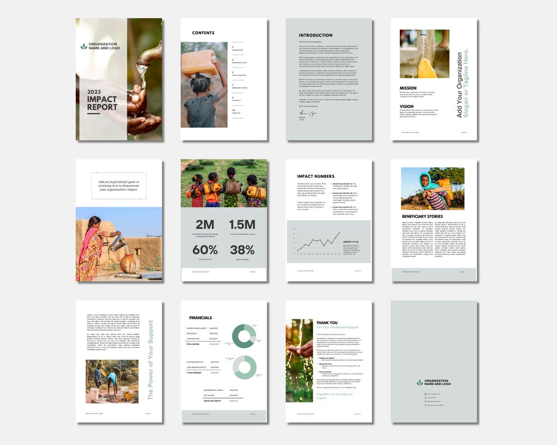 Nonprofit Impact Report Template | Annual Report | Canva Template - Etsy