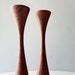 Impressive Teak Candlestick Set Osolnik Manner Turned Handmade Vintage ...