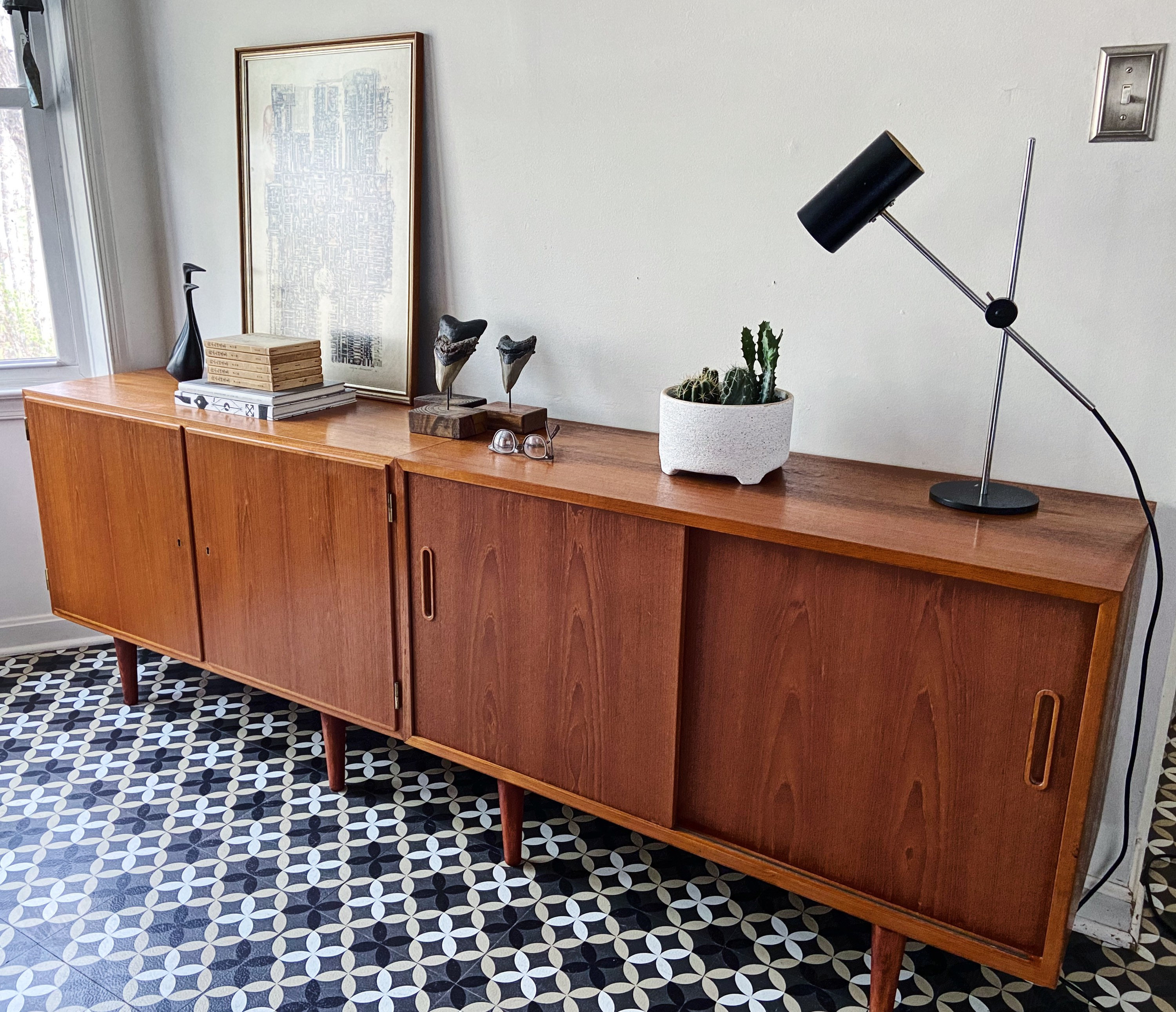 Extra Long Credenza Set Tandem Recessed Pull Vintage Mid | Etsy