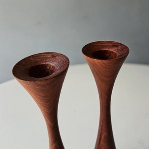Impressive Teak Candlestick Set Osolnik Manner Turned Handmade Vintage ...