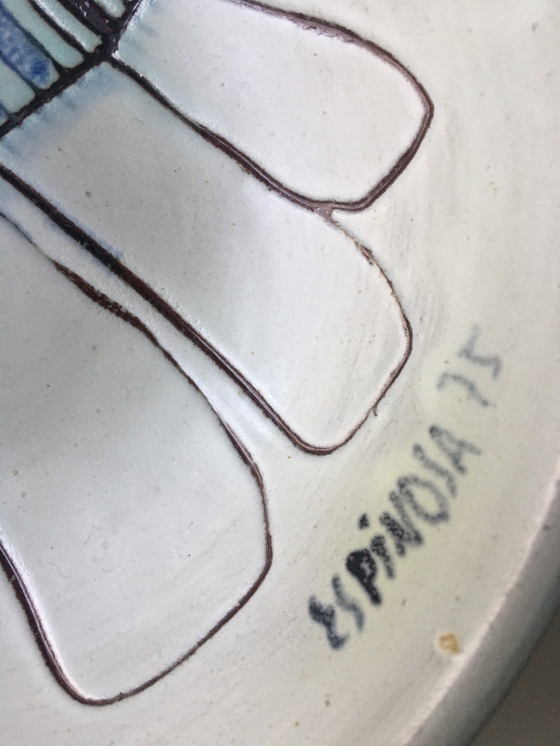 Susana Espinosa Blue Floral Bowl Plate Tray Tile Plaque - Etsy