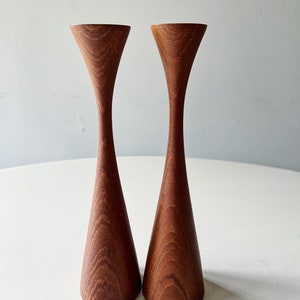 Impressive Teak Candlestick Set Osolnik Manner Turned Handmade Vintage ...